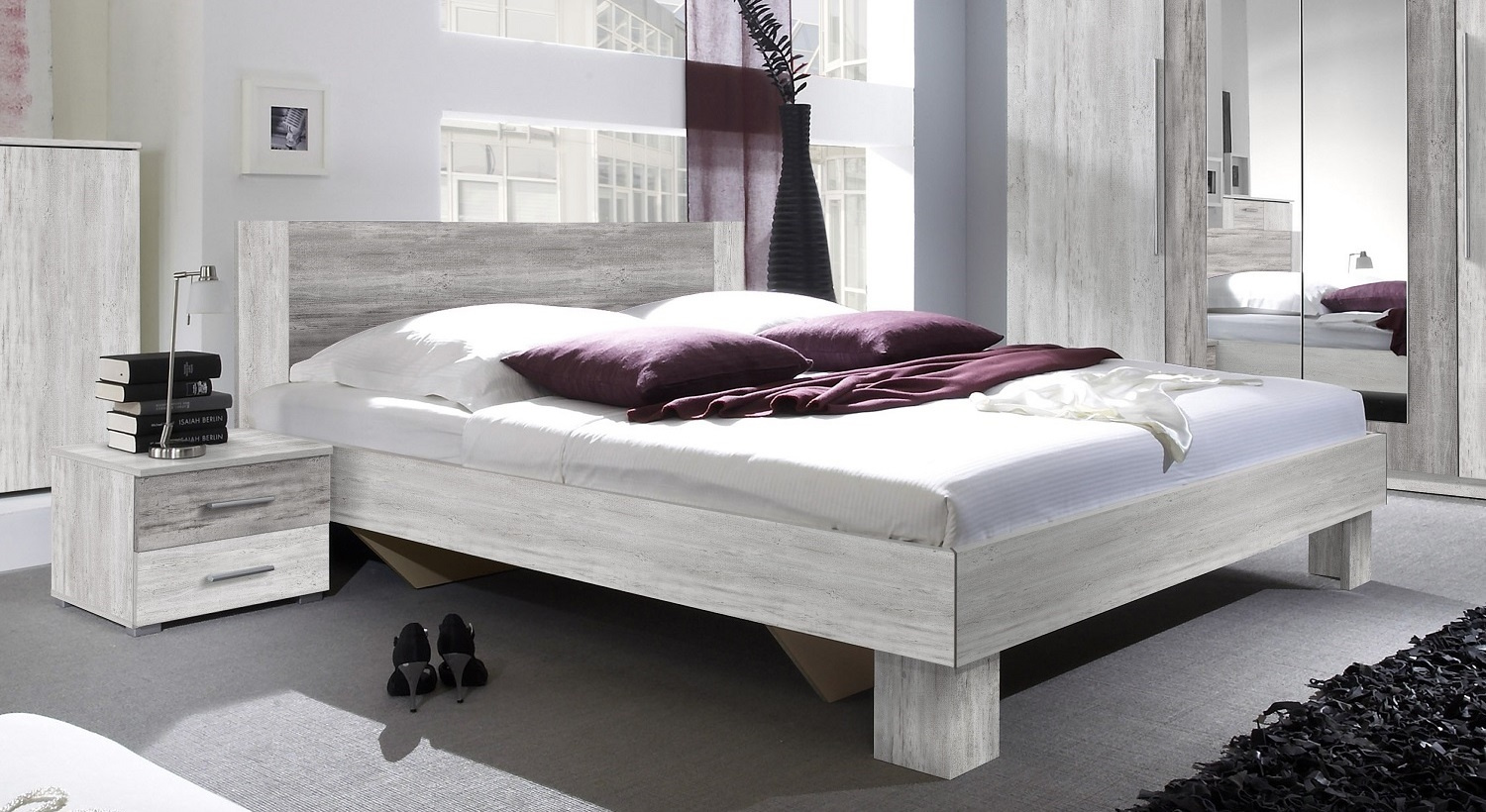 Postel s nočními stolky Vera 180x200 cm canyon arktická borovice ...